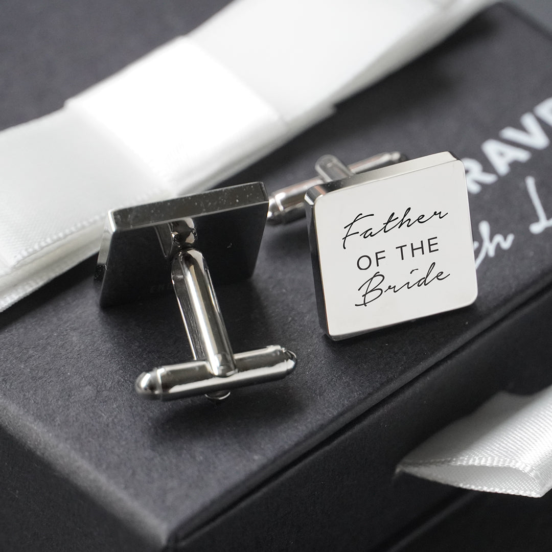 Engravd Square Custom Cuff Link Set Title Initials