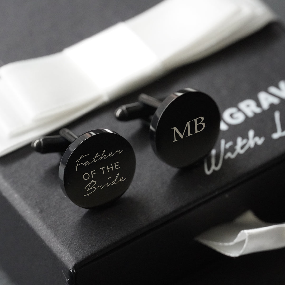 Engravd Round Custom Cuff link set: Title - Initials