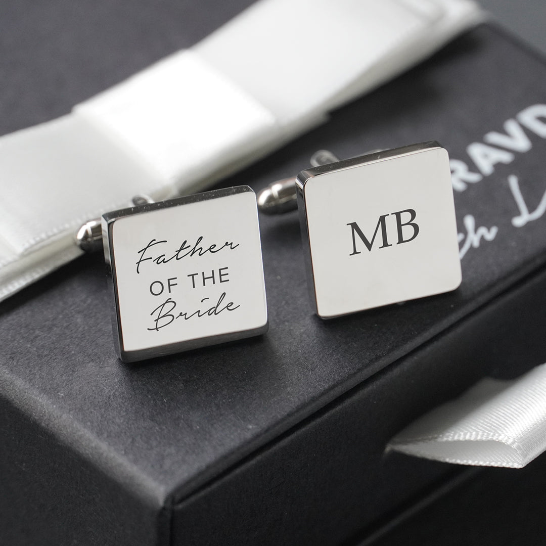 Engravd Square Custom Cuff link set: Title - Initials