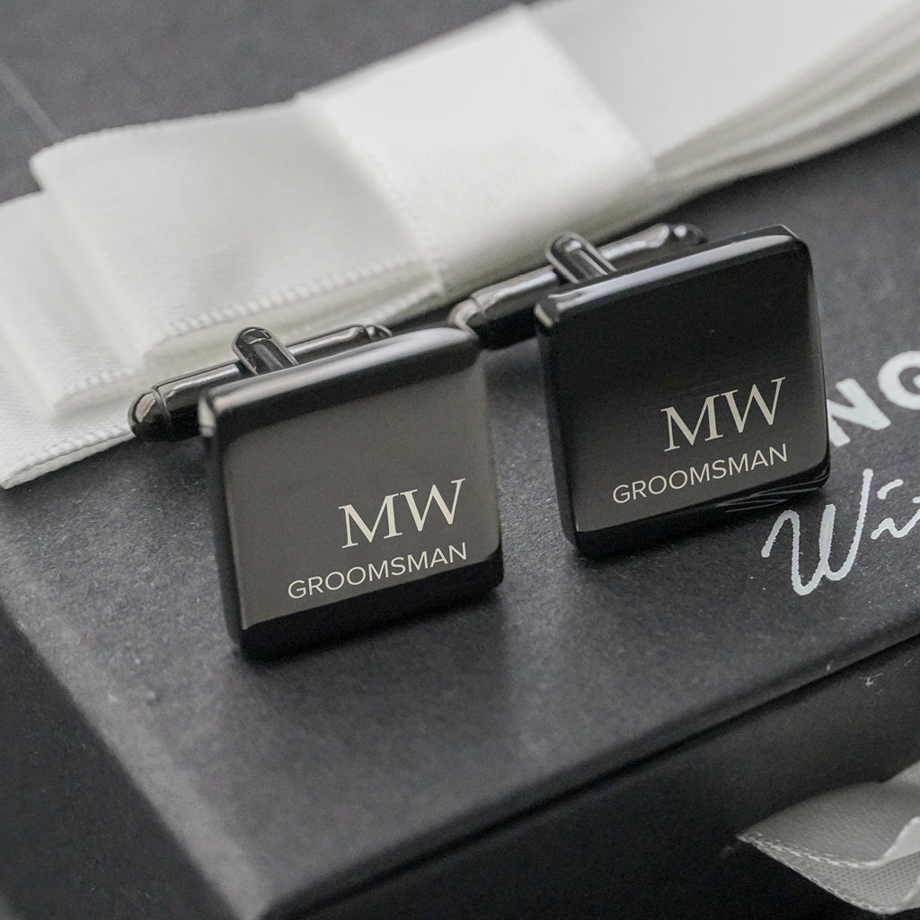 Engravd Square Custom Cuff link set: Design 1