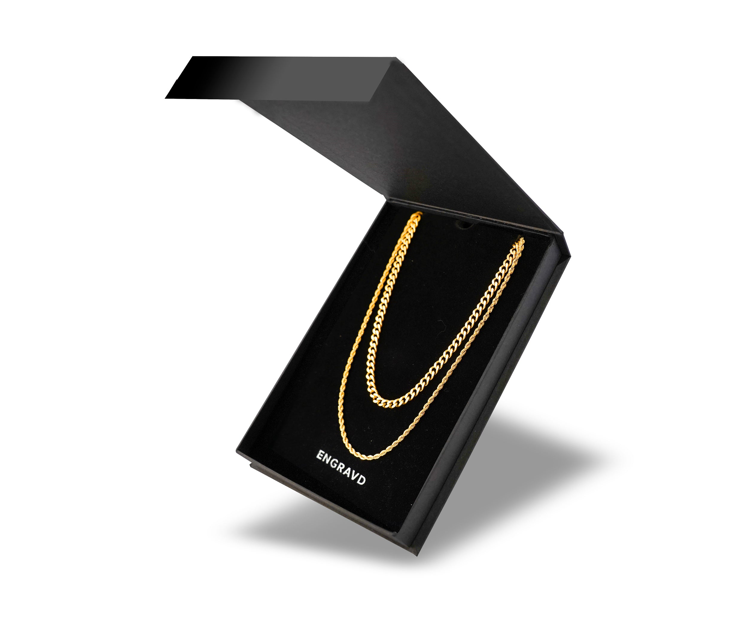 Gold Cuban Link + Rope Chain Stack – Engravd
